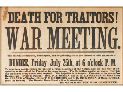 [CIVIL WAR]. Death for Traitors! War Meeting! Broadside. [Yates County ...