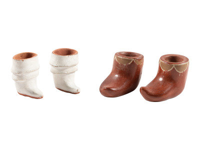 Two Pairs of Pottery Moccasins Lot 795