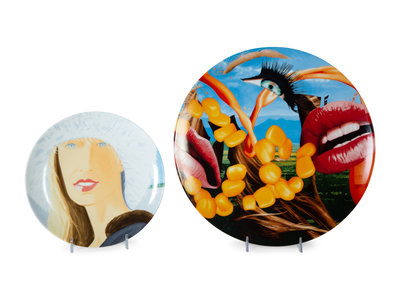 Two Porcelain Art Plates - Alex Katz Jessica, and Jeff Koons Lips Lot 210