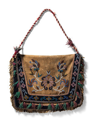 Metis Beaded Smoke Tanned Moose Hide Sled Bag Lot 293