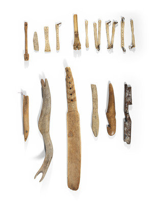 Collection of Iñupiaq Carved Bone and Walrus Ivory Tools Lot 766