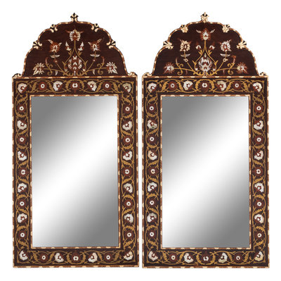 A Pair of Middle Eastern Mother-of-Pearl and Marquetry Mirrors Lot 385