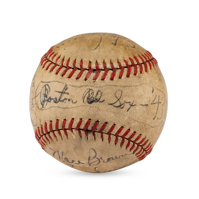 A 1943 Boston Red Sox Partial Team Signed Autograph Baseball (Beckett ...
