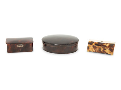 Three English Tortoise Shell Small Boxes Lot 213