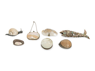 A Group of Seven Shell Mounted Items Lot 3