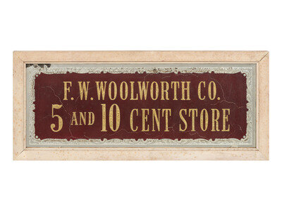 An F.W. Woolworth Reverse Paint and Foil Decorated Advertising Sign Lot 236