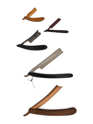 Five Wooden Display Straight Razors Lot 34