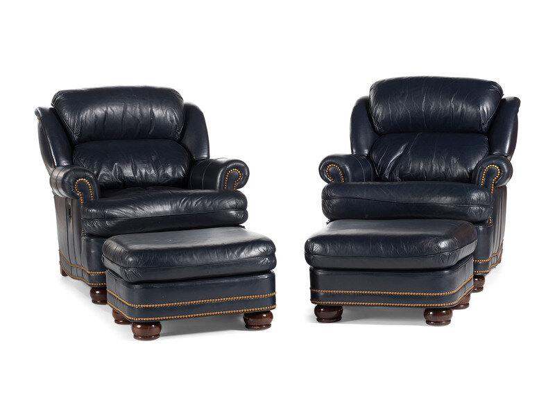 A Pair of Hancock and Moore Brass Tacked Leather Chairs Lot 40