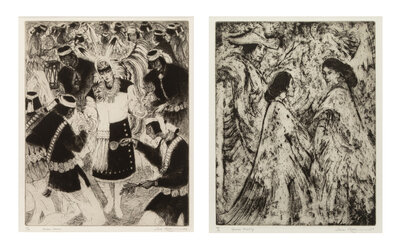 Two Works: Keresan Dancers edition 25/50 and Apaches A-Visiting edition ...