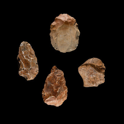 Four Paleolithic Flint Hand Axes Lot 18