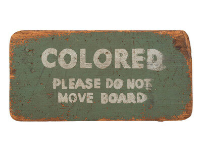 [CIVIL RIGHTS -- SEGREGATION]. Montgomery bus sign, "Colored / Please ...