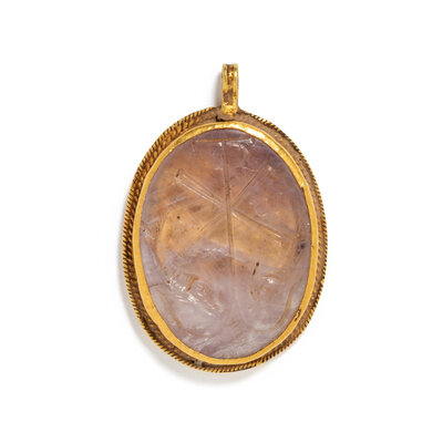 A Byzantine Rock Crystal Pendant with a Chi-Rho Lot 189