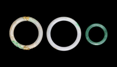 Three Chinese Jadeite Bangles Lot 1003