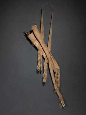 Apache Buffalo Hide Bowcase and Quiver, with Sinew-Backed Recurve Bow and Three Arrows Lot 98