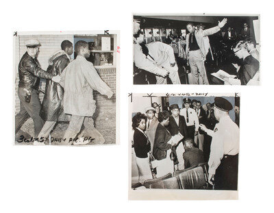 [CIVIL RIGHTS]. A group of 3 press photographs documenting Freedom ...