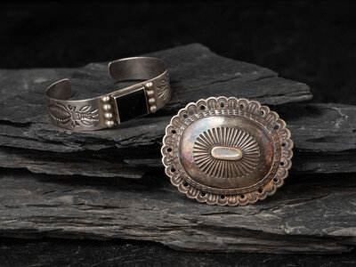 Silver Concha Pin / Brooch, PLUS Lot 184