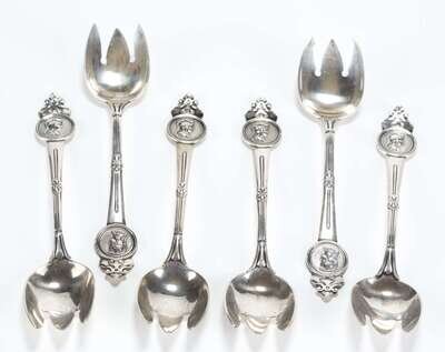 Six sterling silver jam/relish forks gorham manufacturing co ...