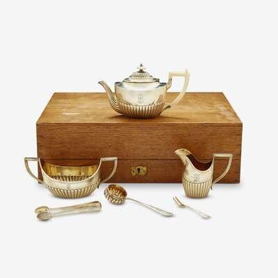 A Grachev silver and parcel-gilt solitaire in original presentation ...