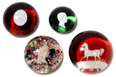 Three French glass paperweights Lot 647