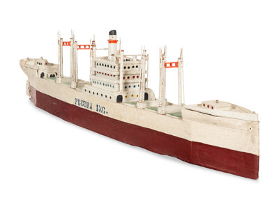 Two Carved and Painted Wood Steamship Models Lot 2