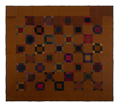 An Amish Wool 'Nine Square' Pattern Quilt Lot 283