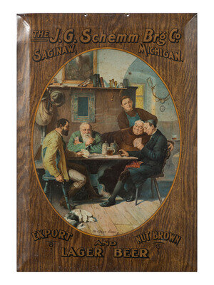 A J.G. Schemm Brewing Company Tin Lithograph Advertising Sign Lot 270