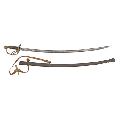 Unmarked U.S. Model 1860 Light Cavalry Saber with Stuart Hangers Lot 1050