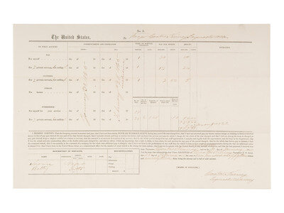 [CIVIL WAR]. Major Coates KINNEY (1826-1904). Document signed as ...