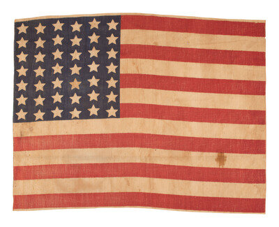 [FLAGS]. 42-star American parade flag. Ca 1889-1890. Lot 920