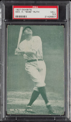 A 1927 Exhibits Babe Ruth Baseball Card (PSA 3.5 VG+) Lot 16