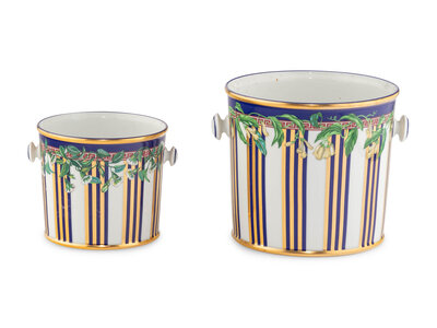 A Versace Wild Flora Porcelain Champagne Bucket and Ice Bucket Lot 49