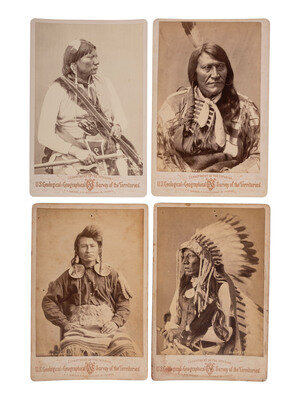 [NATIVE AMERICANS]. A group of 4 cabinet cards of Native American ...