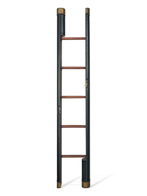 A Regency Style Leather Upholstered Folding Library Ladder Lot 87